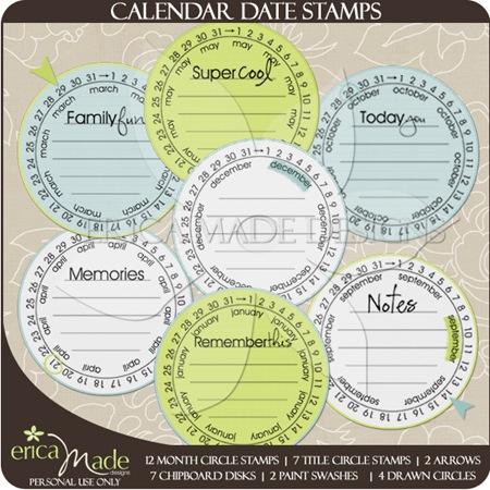 Digital Scrapbooking Calendar Date Stamps - Confessions of a Homeschooler